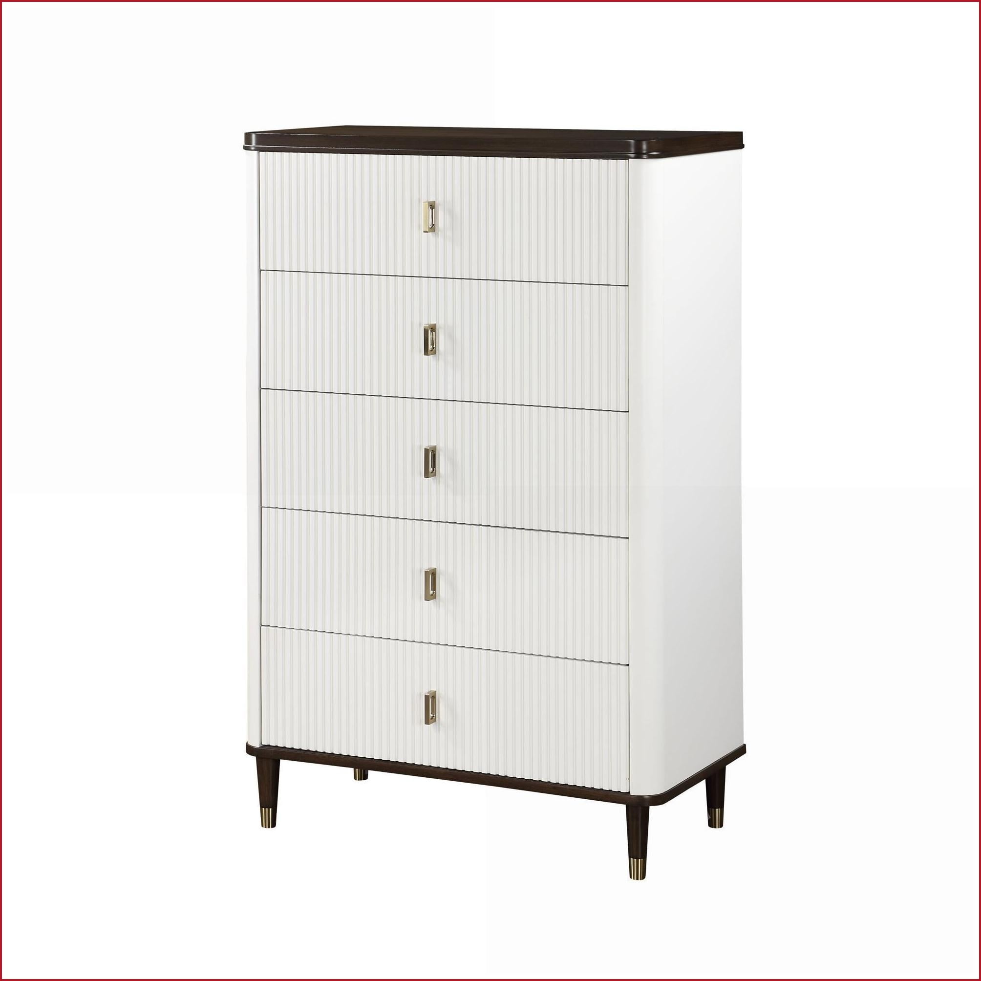 Chests & Wardrobes, White & Walnut Brown Traditional Chest with Drawer ...