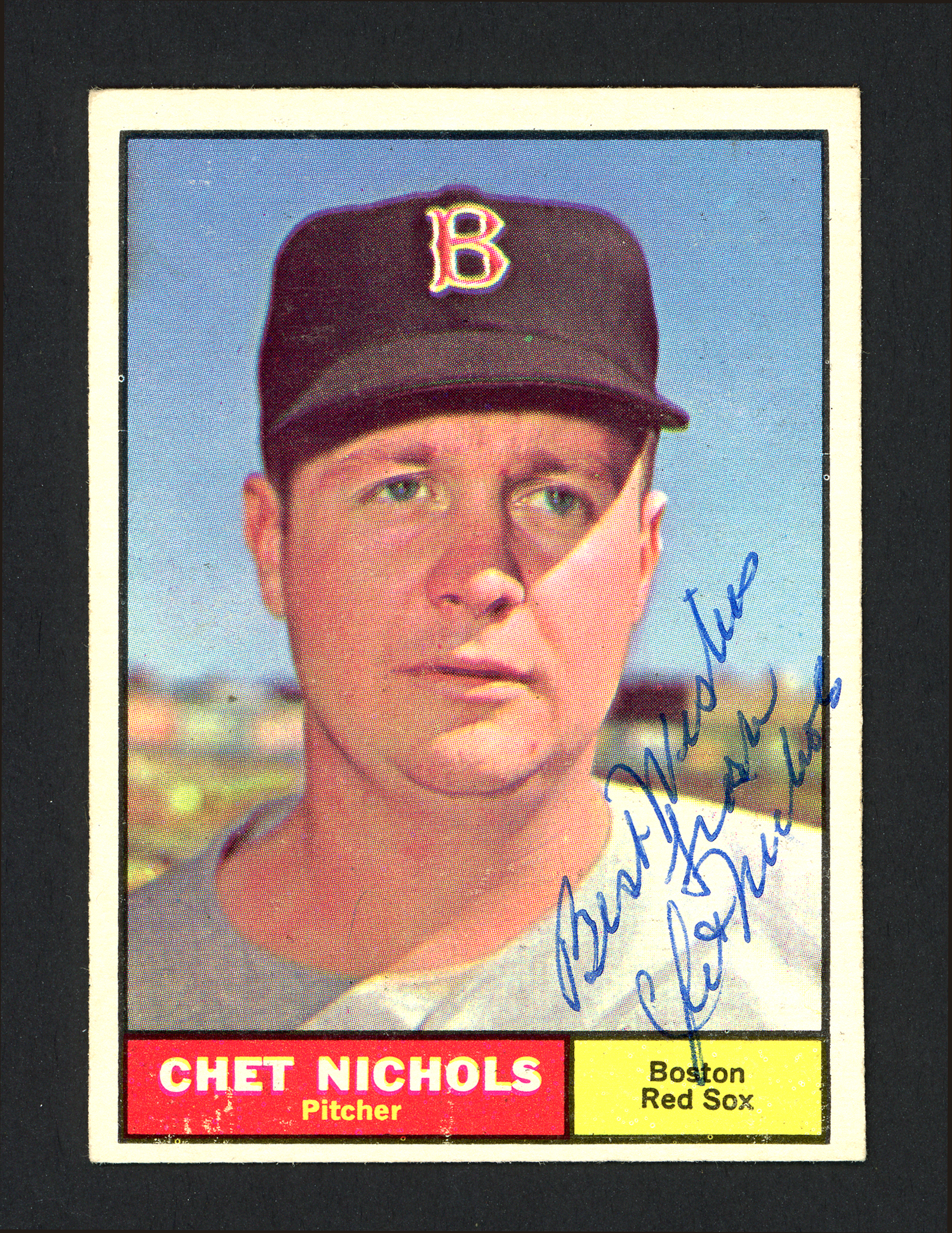 Chet Nichols Autographed 1961 Topps Card #301 Boston Red Sox "Best ...