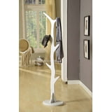 Chetwin White Wood 6 Hook Entryway Tree Coat & Hat Rack Organizer ...