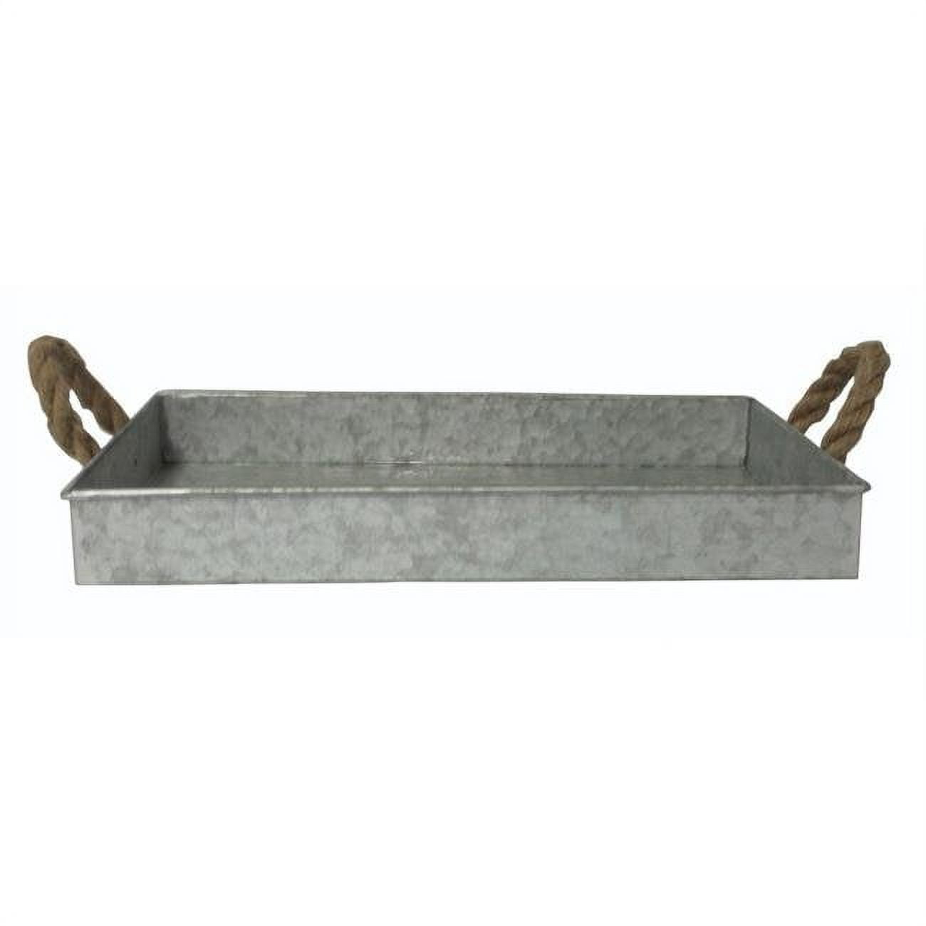 Cheung's Galvanized Metal Rectangular Tray with Rope handle - Walmart.com