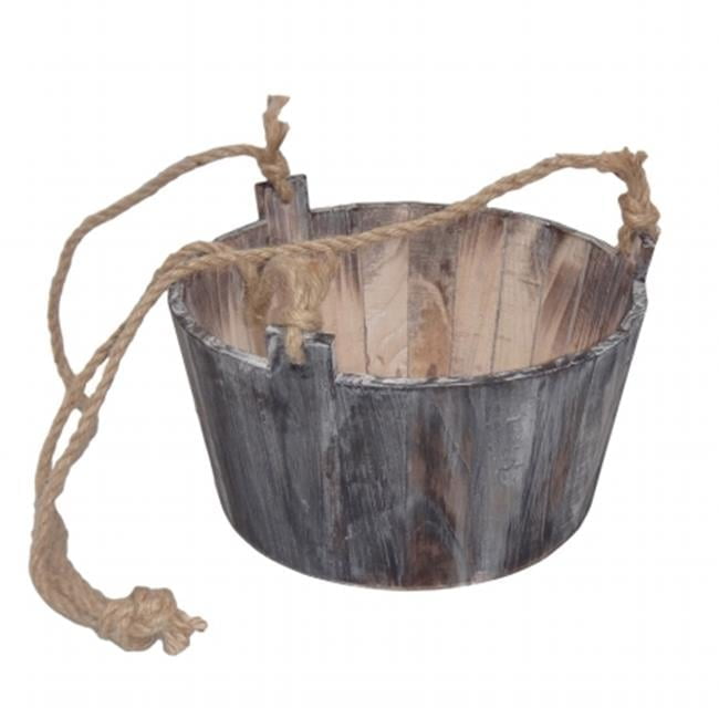 Cheung's Round Wooden planter with Rope Handle - Walmart.com