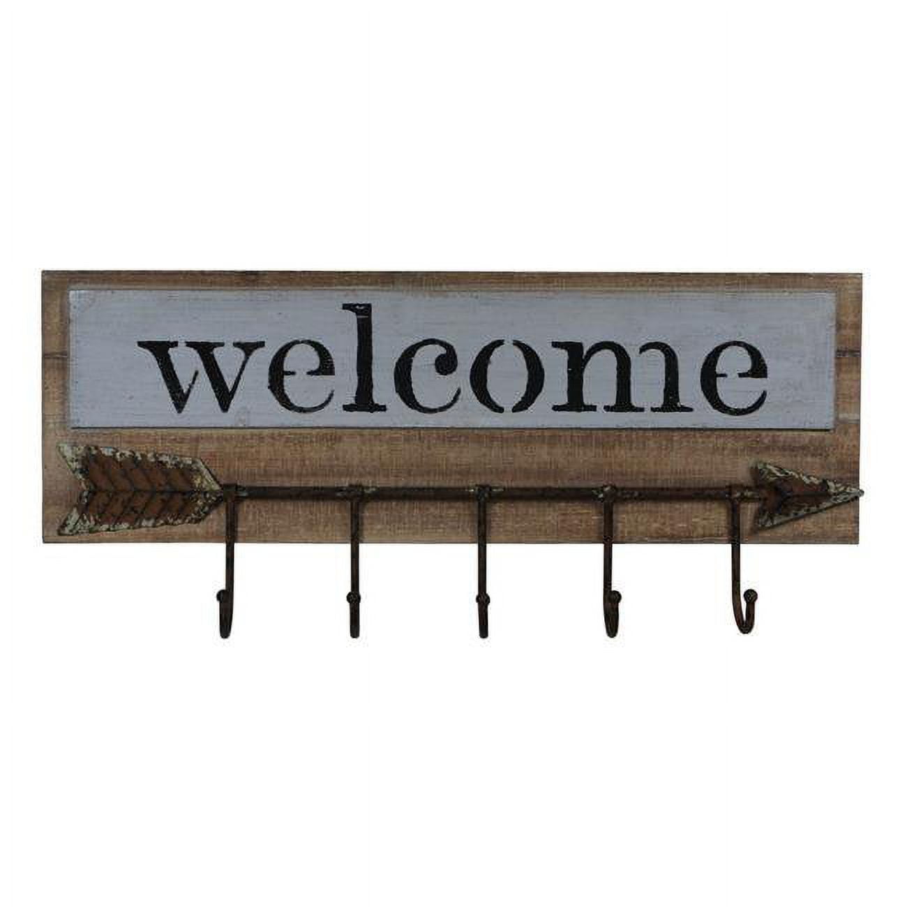 Cheungs 4853 Wood Welcome Wall Sign with Hooks - Walmart Business Supplies