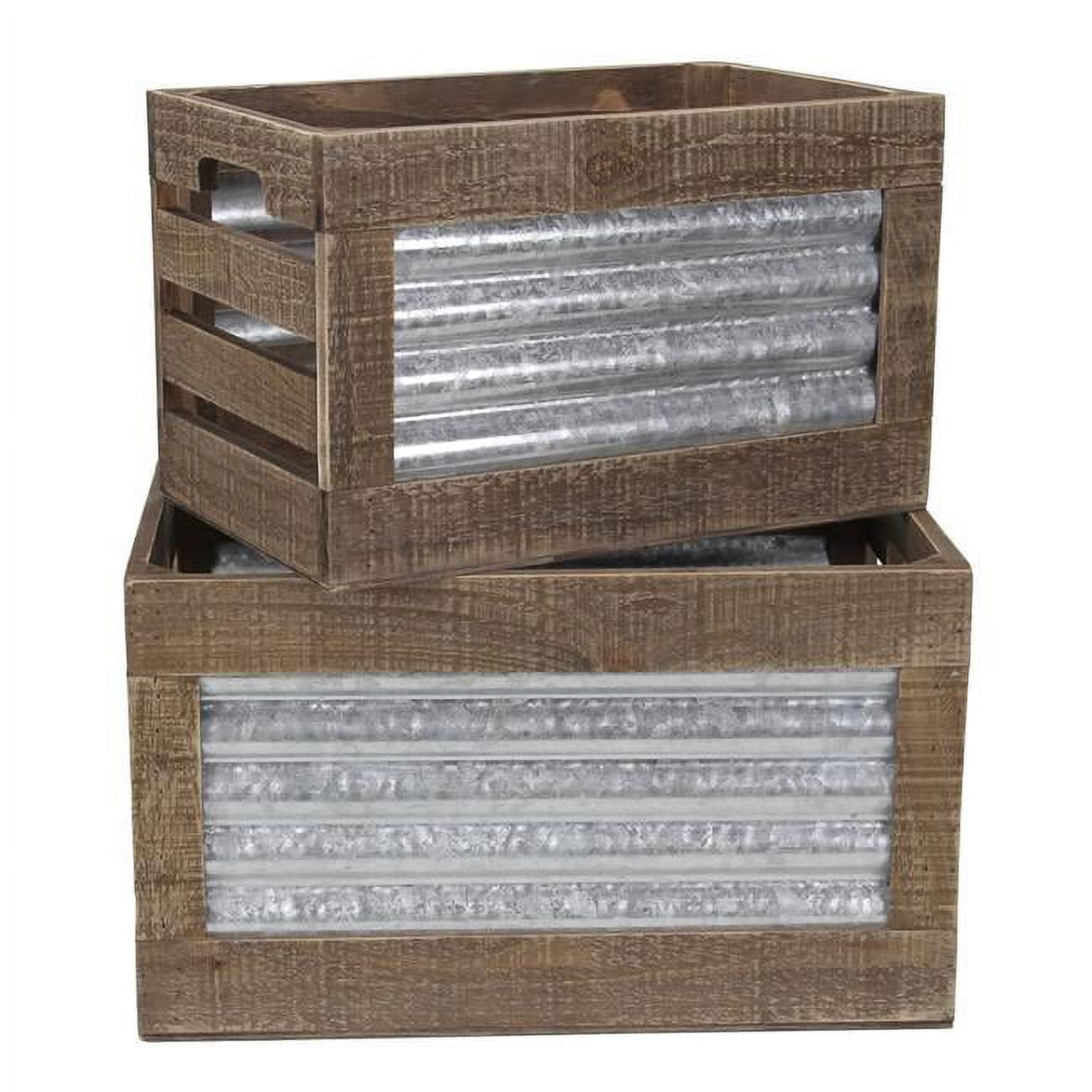 Cheungs 5168-2 Rectangular Crate with Ridged Metal Accent - Set of 2 ...