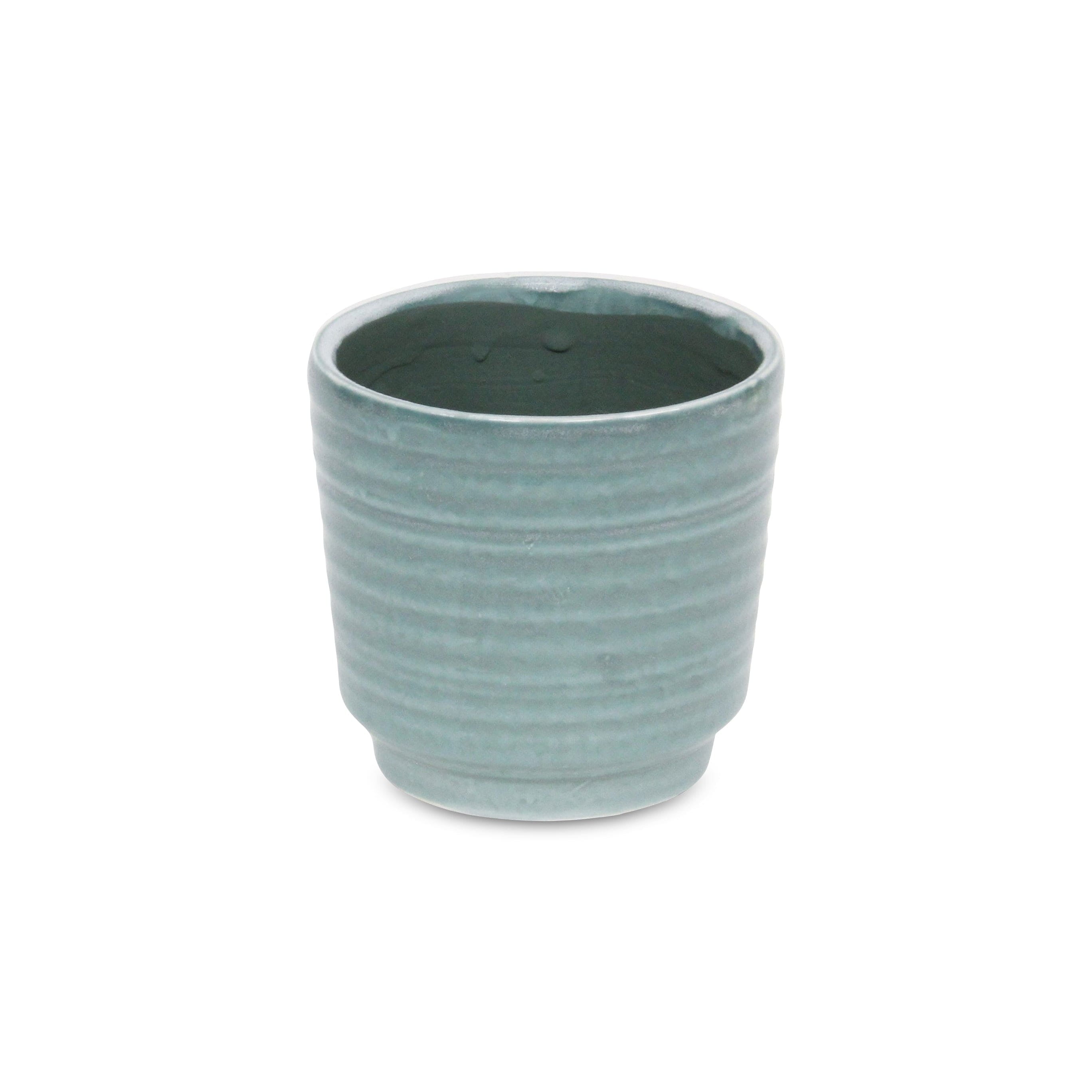 Cheungs Celadon Gray Ceramic Rippled Planter Green - Walmart.com