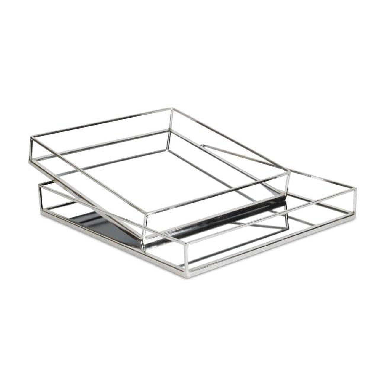 Cheungs 5736-2SV Mianzi Square Silver Metal Trays - Set of 2 - Walmart.com