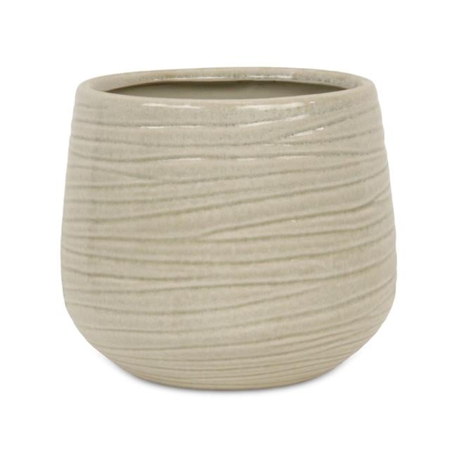 Cheungs 5924WT Fairloam Round Curved Wave Lined Pattern Ceramic Pot ...