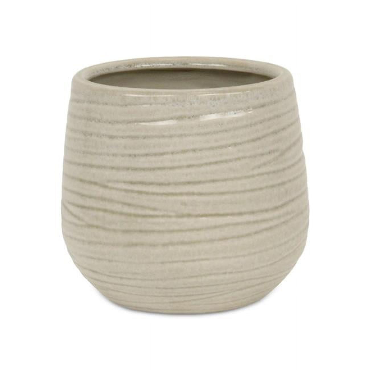 Cheungs 5925WT Fairloam Round Curved Wave Lined Pattern Ceramic Pot ...
