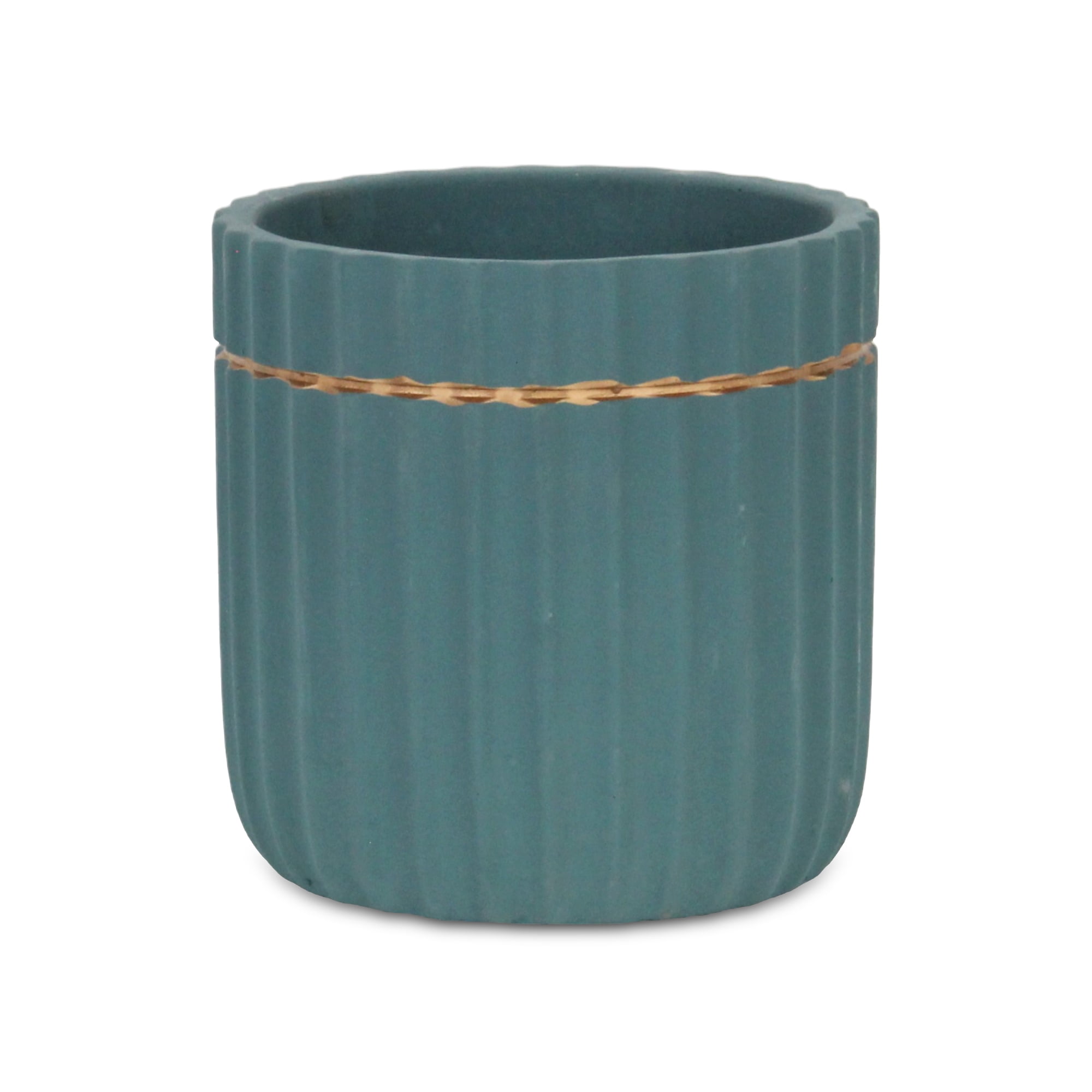 Cheungs Aurine Round Gold Trimmed Ridged Ceramic Pot - Blue Large ...