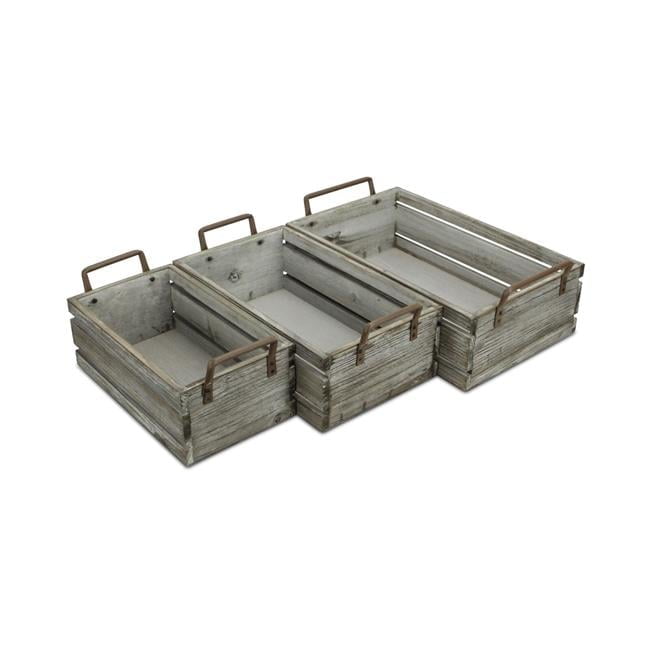 Cheungs Brown Wood Grain Slatted Rectangular Small Crate with Side ...