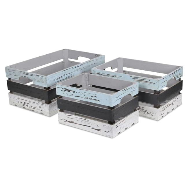 Set of 3 Rectangular Wood Slat Multicolor Crate - Walmart.com