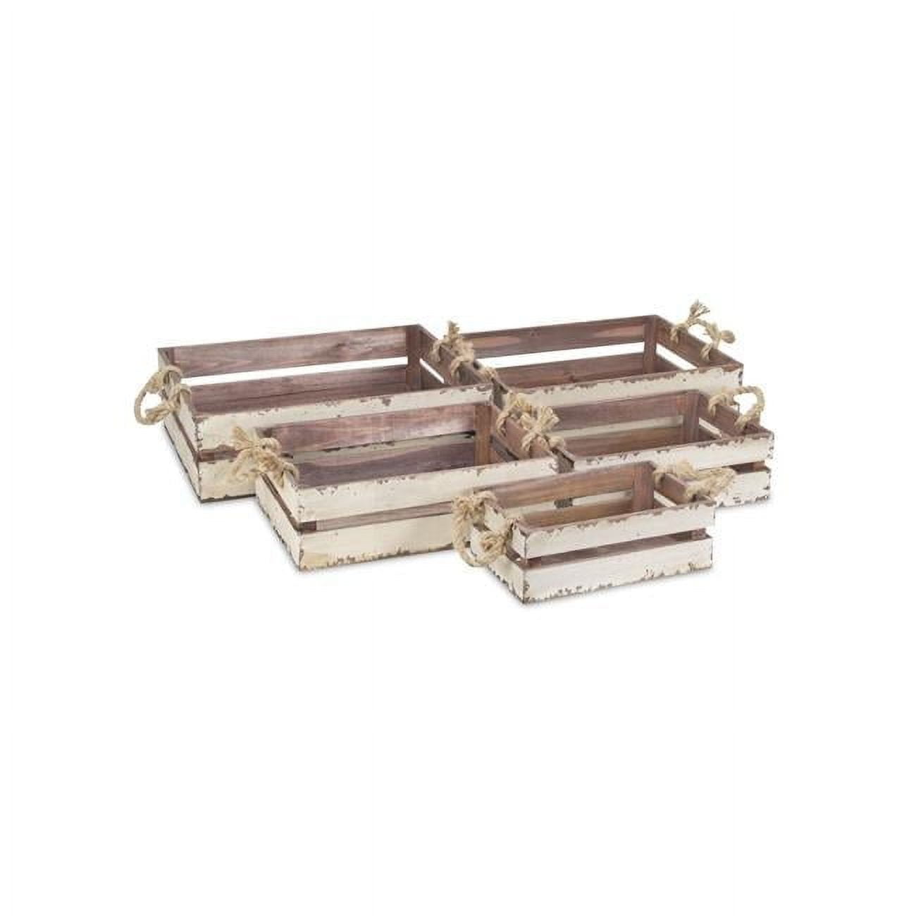 Set of 5 Wooden Slatted Crate with Rope Handle - Walmart.com