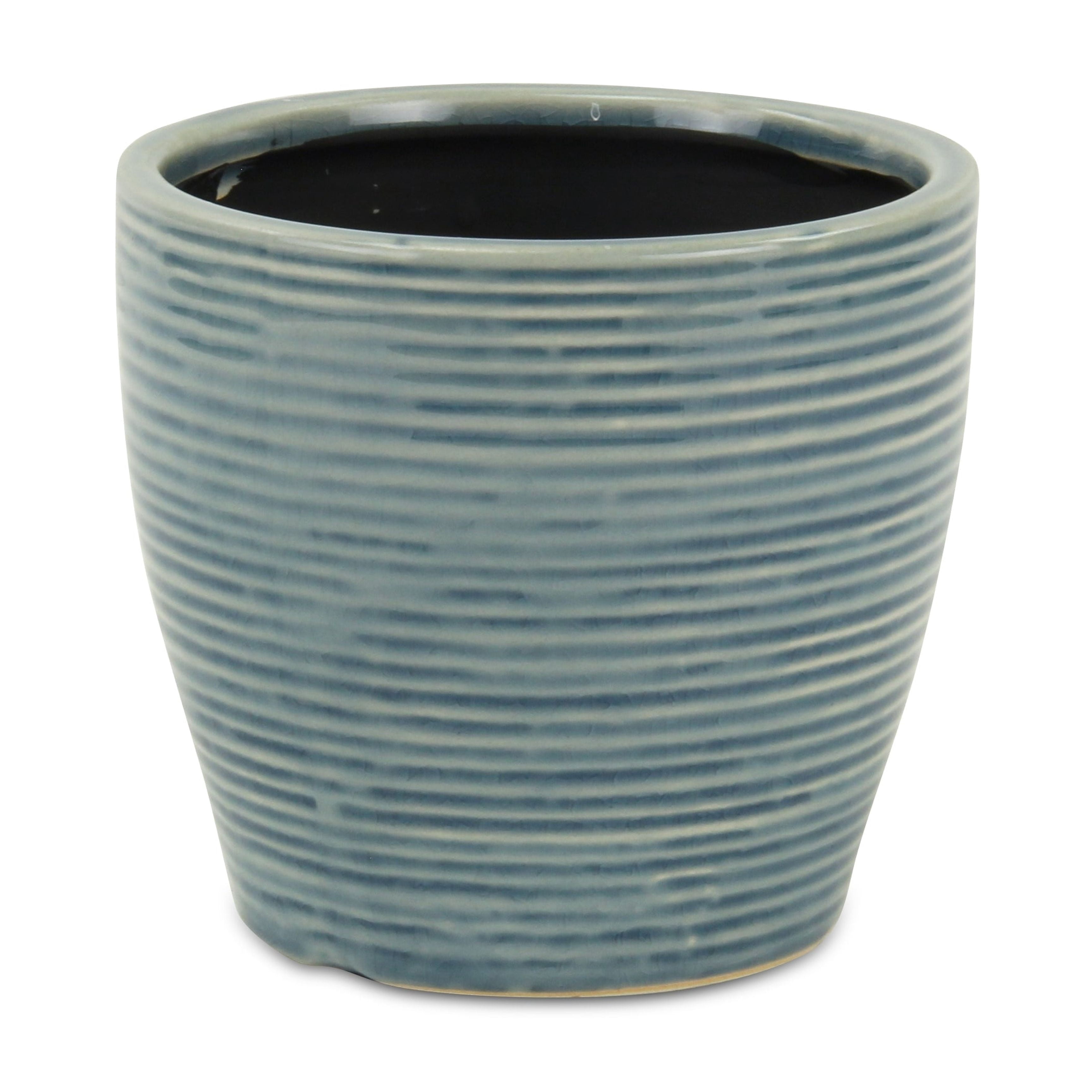 Cheungs Livia Blue Ceramic Rippled Pot Large - Walmart.com