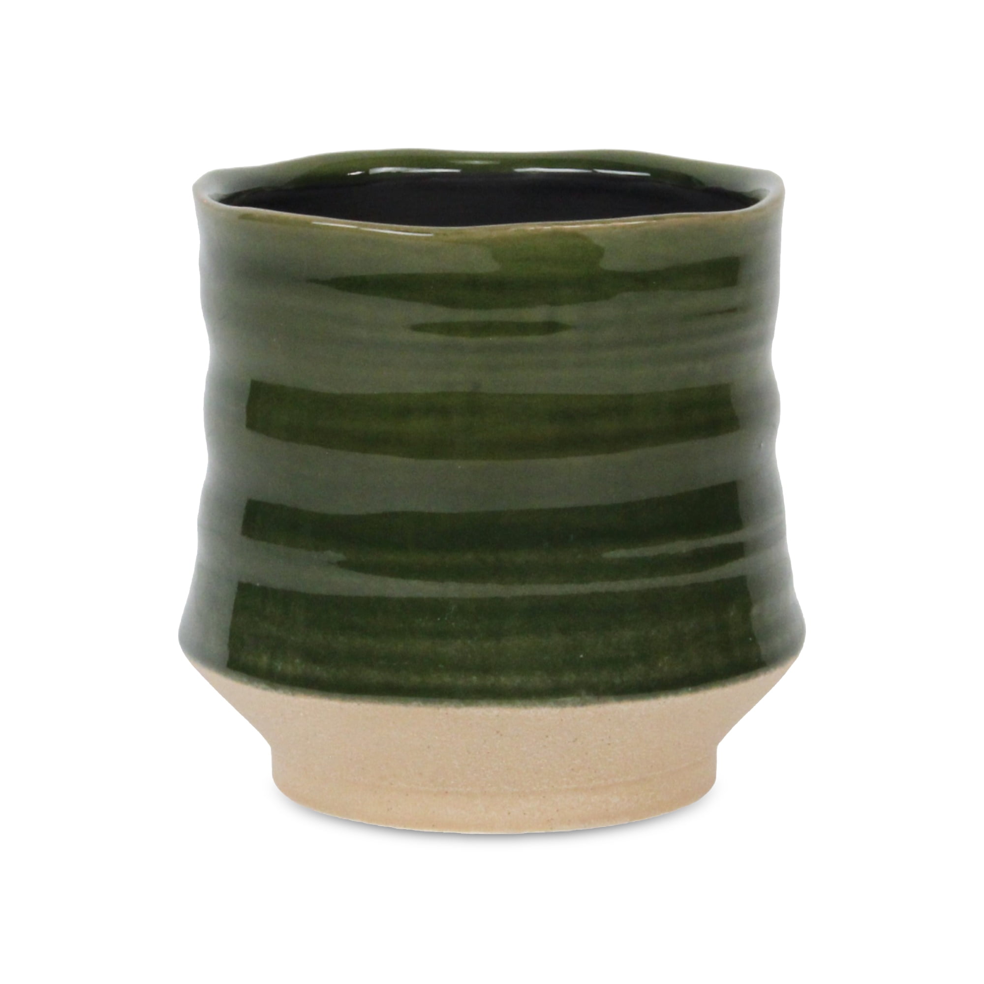 Cheungs Perlacea Curved Round Tapering Ceramic Pot - Green Large ...