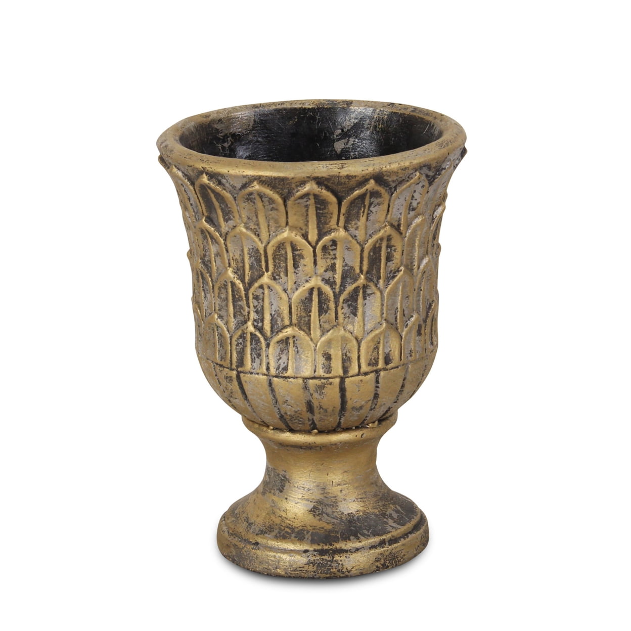 Cheungs Round Cement Pot With Lotus Leaf Design - Walmart.com