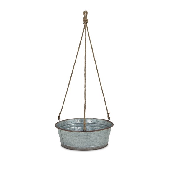 Cheungs Round Galvanized Metal Rope Hanging Metal Planter - Small ...