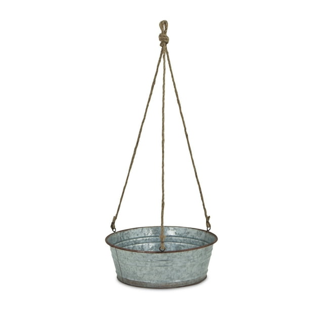 Cheungs Round Galvanized Metal Rope Hanging Metal Planter - Small ...