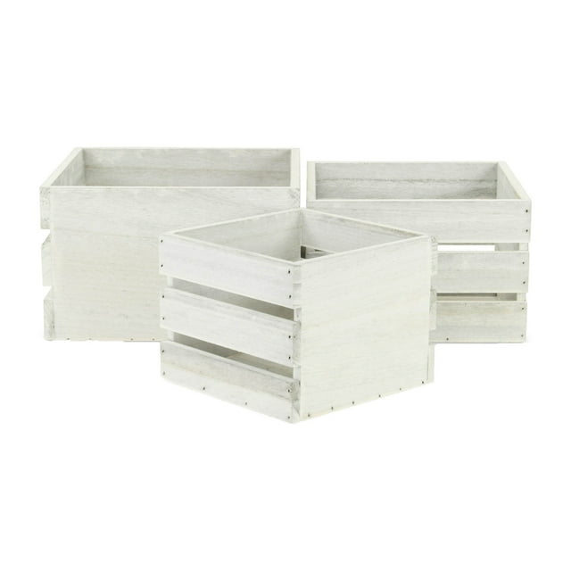 Cheungs Rustic Farmstead Light Gray Wooden Crate Set - Walmart.com