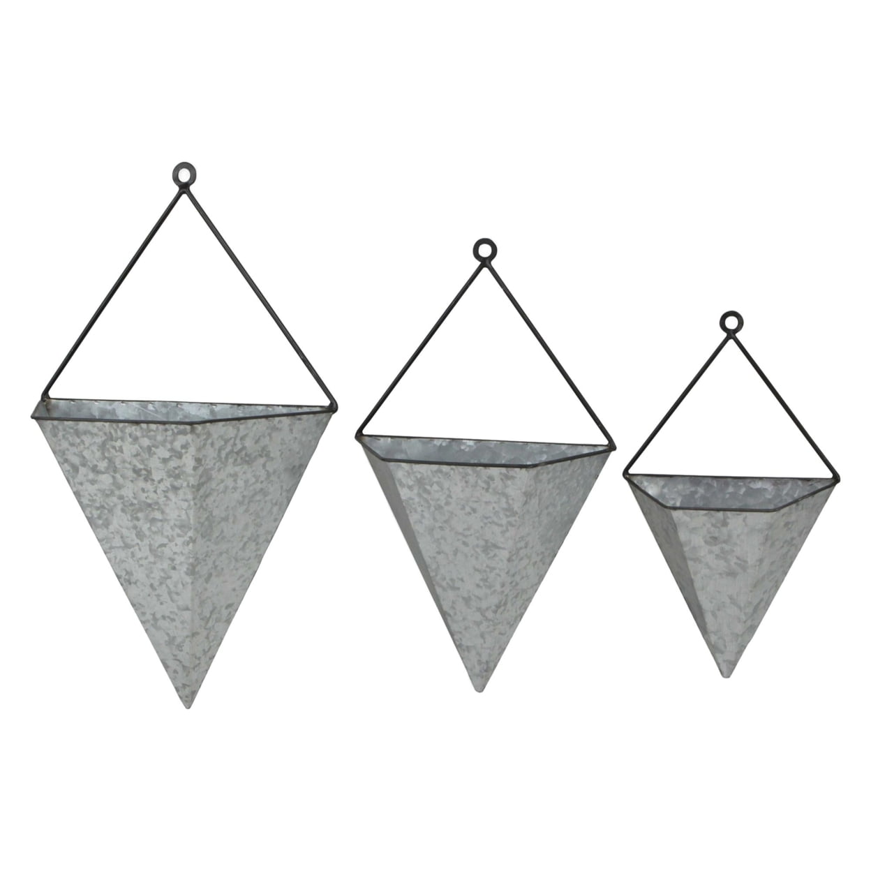 Cheungs Set Of 3 Galvanized Metal Wall Sconces With A Top Metal ...