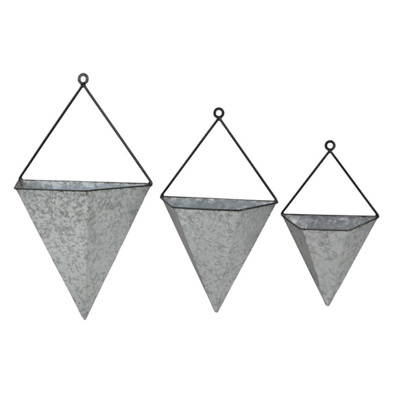 Cheungs Set Of 3 Galvanized Metal Wall Sconces With A Top Metal ...
