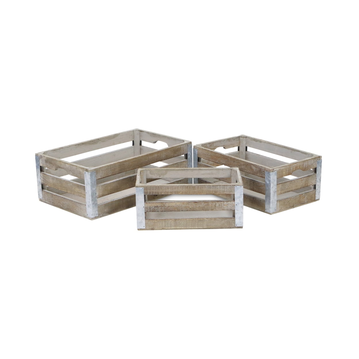 Cheungs Slatted Wood 3 Piece Crate Set - Walmart.com
