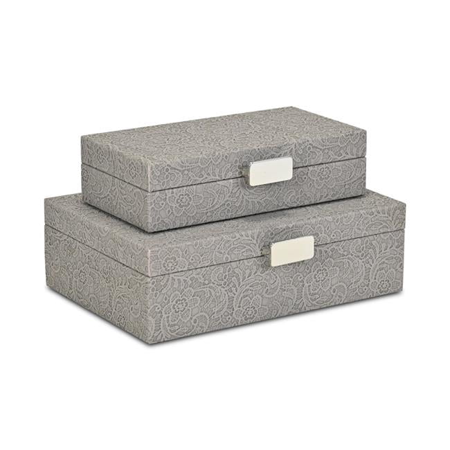 Cheungs 6139-2GR Vyrna Doily Pattern Storage Boxes with Silver Handles ...