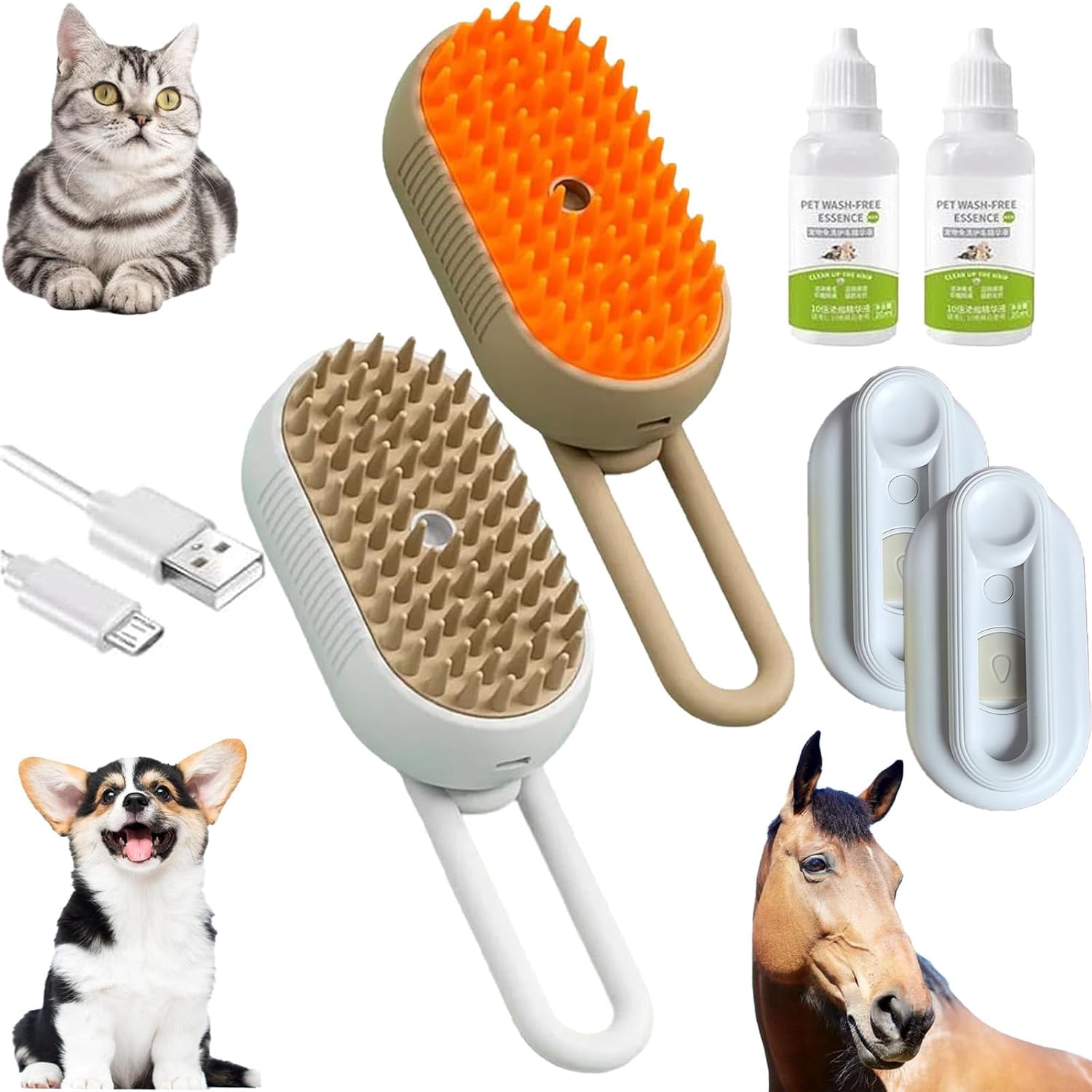 Chevaroo Horse Steam Brush, Chevaroo 3-in-1 Self-Cleaning Steam Pet ...