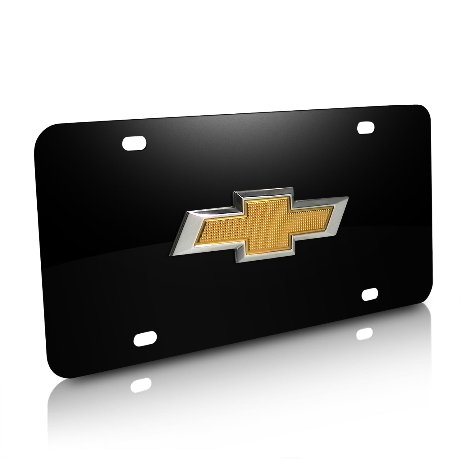 Chevrolet 3D Logo Black Stainless Steel License Plate - Walmart.com