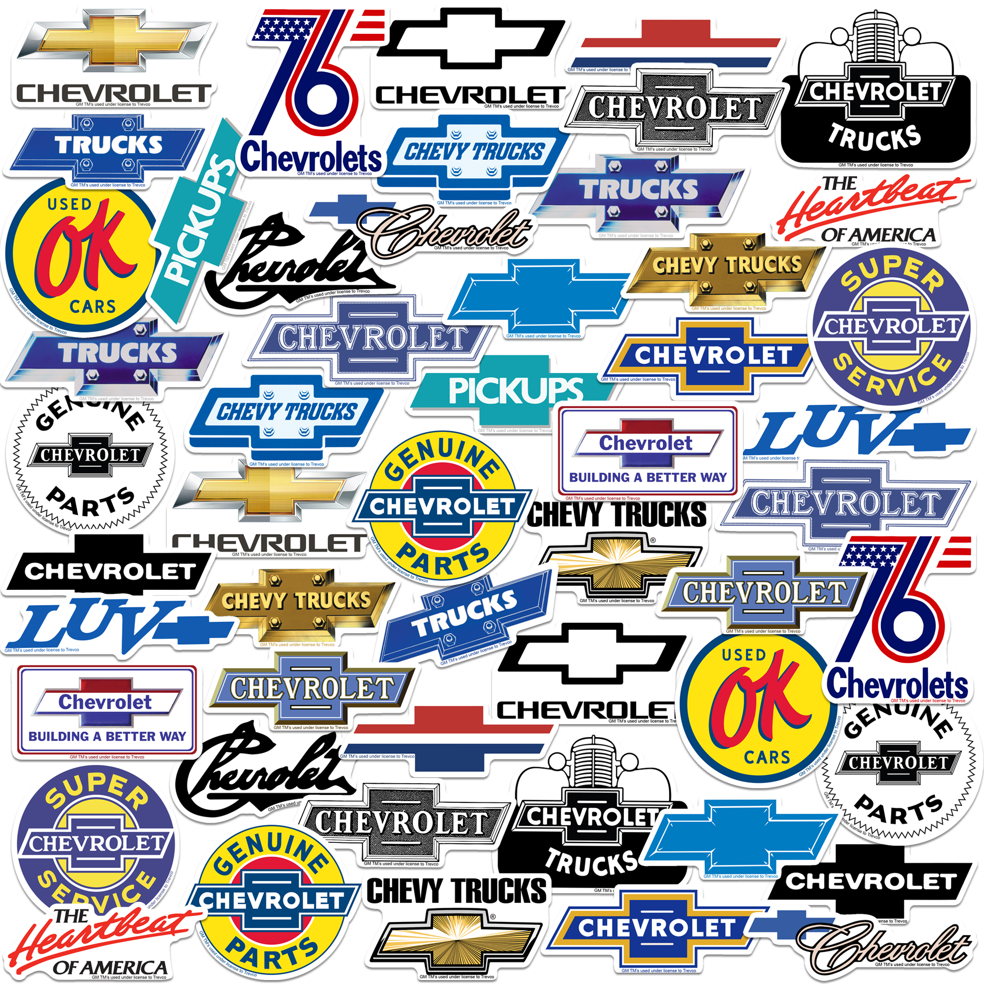 Chevrolet Branding 50ct Vinyl Large Deluxe Stickers Variety Pack ...