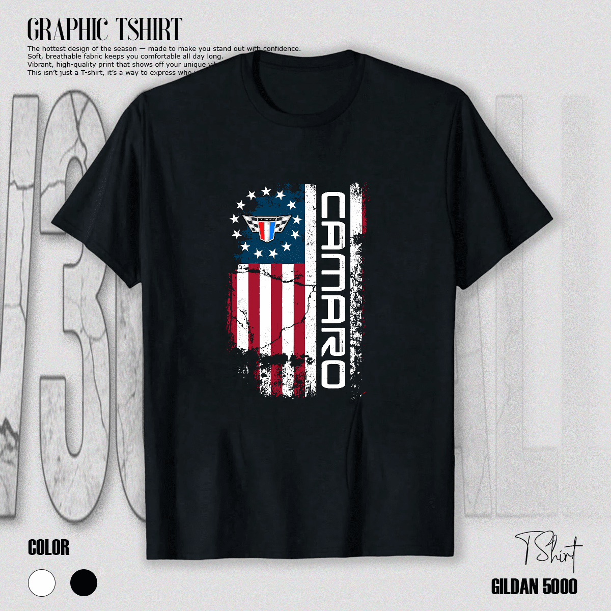 Chevrolet Camaro Flag Classic American Muscle Car Automotive Unisex T ...
