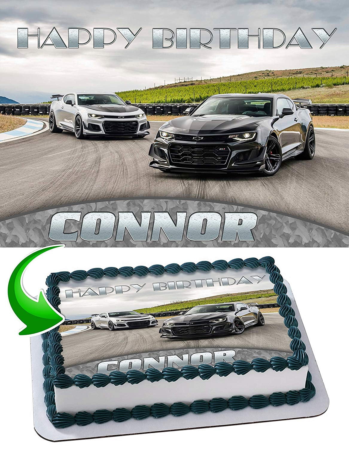 Chevrolet CamaroE - Edible Cake Topper - 11.7 x 17.5 Inches 1/2 Sheet ...
