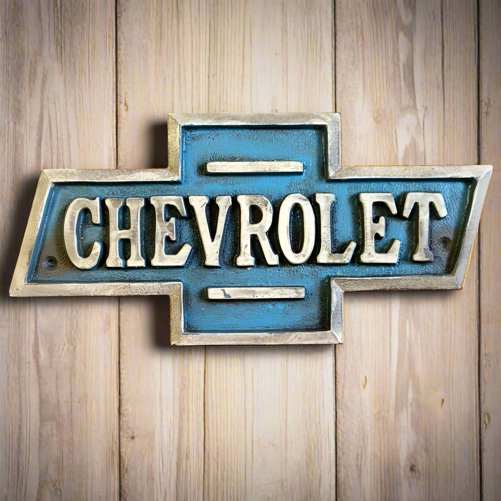 Chevrolet Cast Iron Embossed Plaque With Painted Antique Finish (9.5" x ...