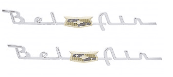 Chevrolet Chevy Chrome Bel Air Script with Bow Tie Fits All Models 1953 ...