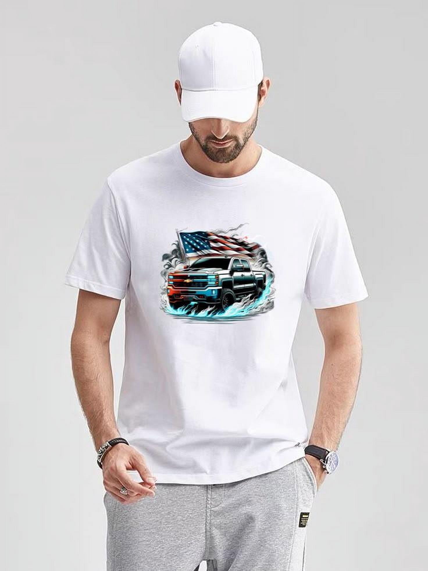 Chevrolet Chevy Silverado T-Shirt Truck American Flag C, for men ...