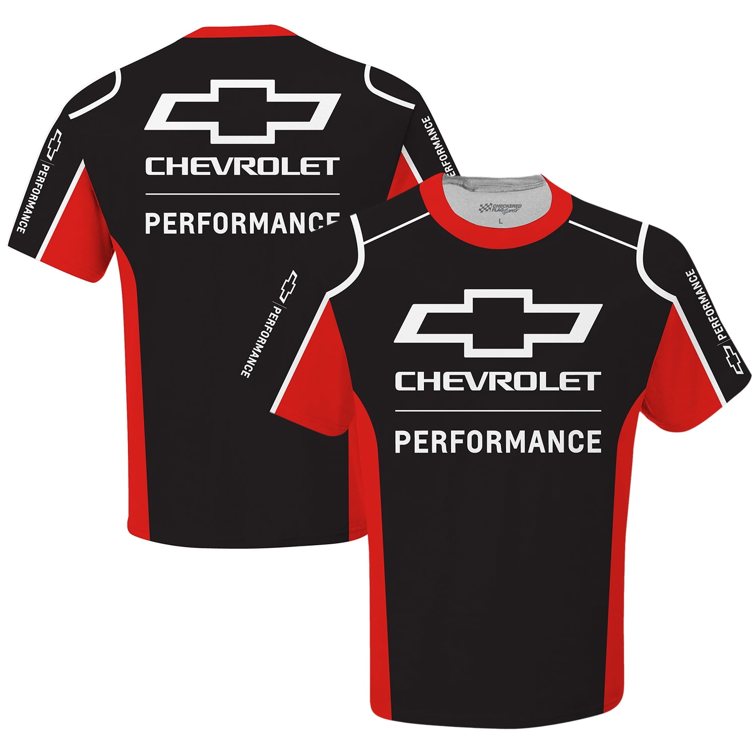 Men's Checkered Flag Sports Black Chevrolet Uniform T-Shirt - Walmart.com