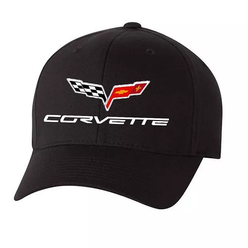 Chevrolet Corvette C6 Flag Embroidered Emblem Black Cap Hat Official ...