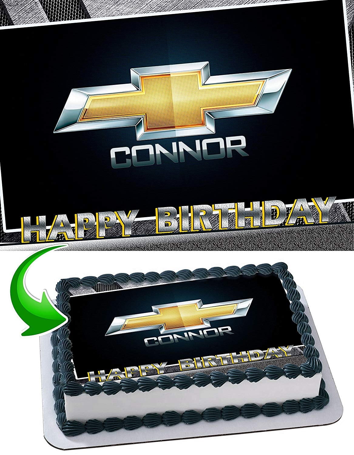 Chevrolet Edible Cake Image Topper Personalized Birthday Party 1/4 ...