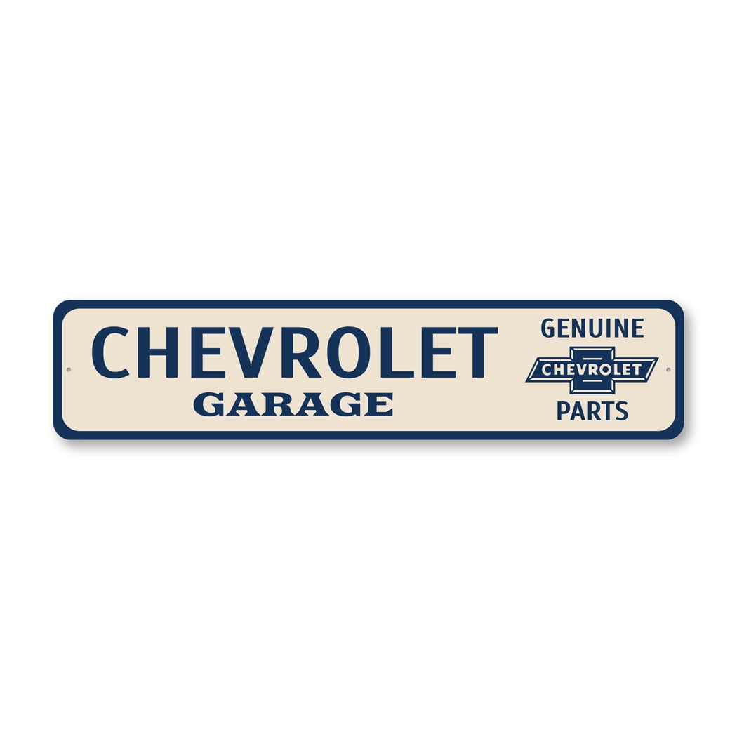 Chevrolet Garage Genuine Chevy Parts Aluminum Metal Decor Sign - 4x18 ...