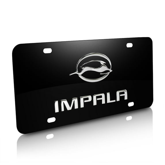 Chevrolet Impala 3D Dual Logo Black Stainless Steel License Plate ...