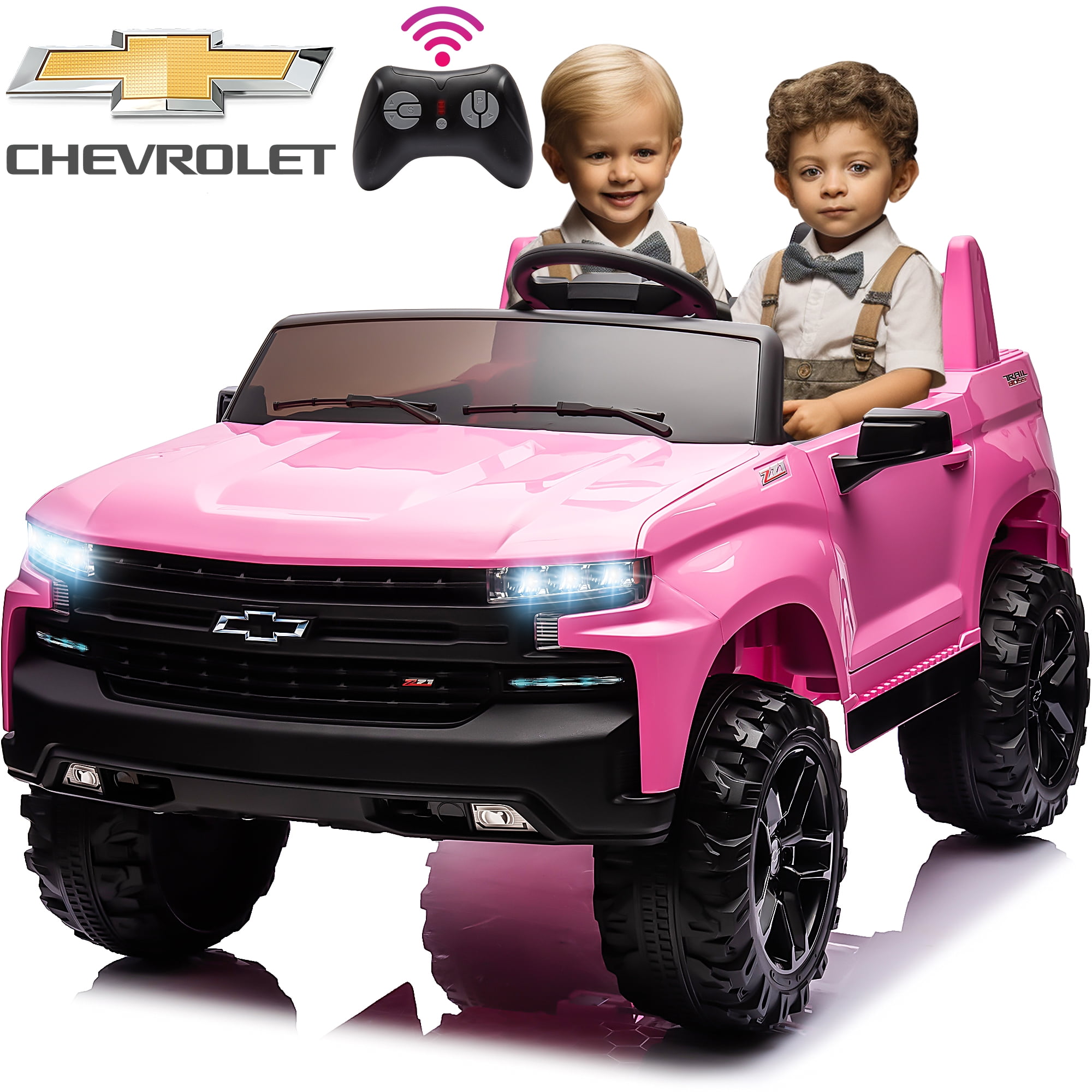 Chevy Silverado 24V 2-Seater Toy Car with Remote, Bluetooth & LED ...