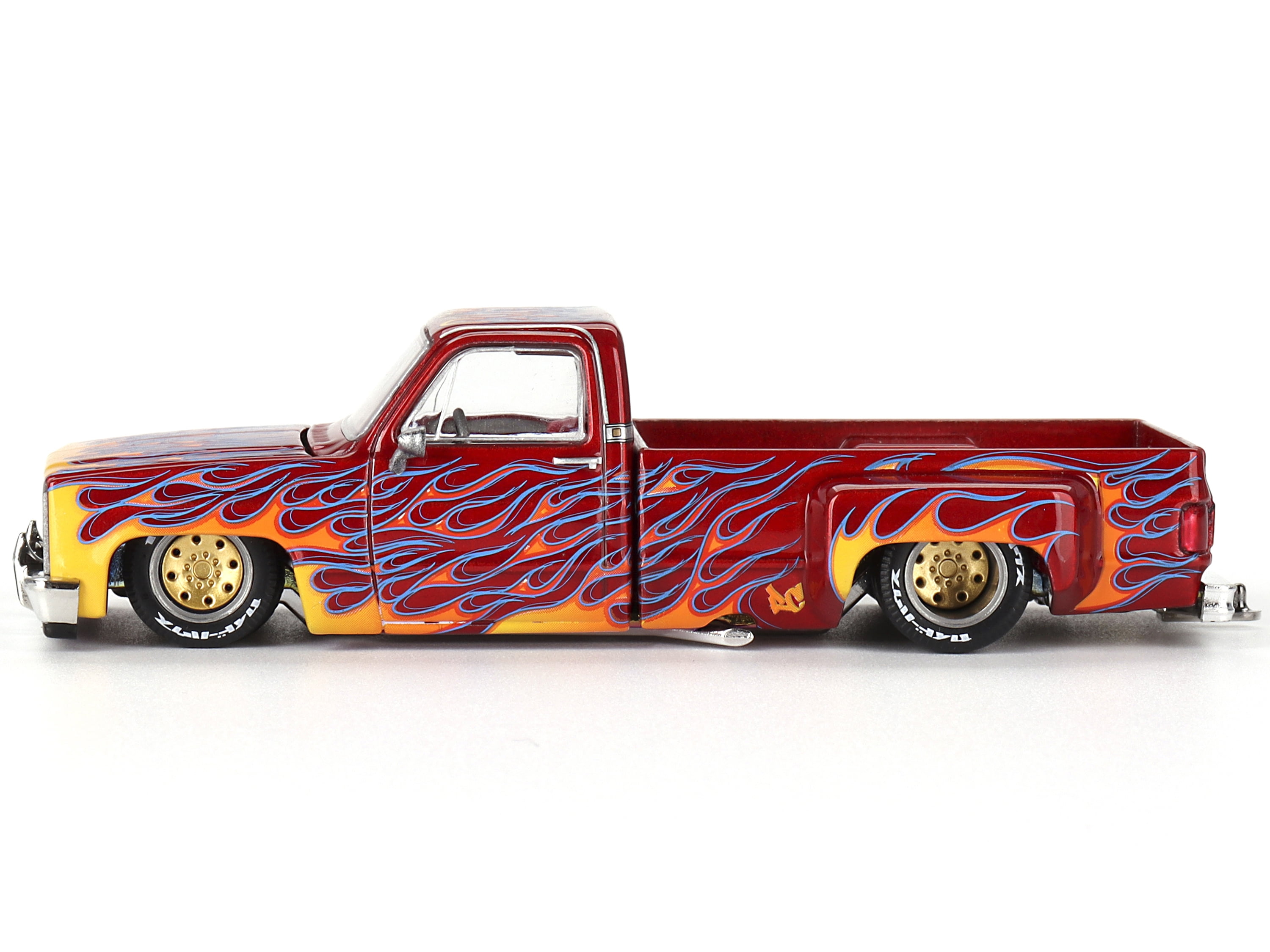 Chevrolet Silverado Dually Pickup Truck "On Fire V1" Red Metallic with ...