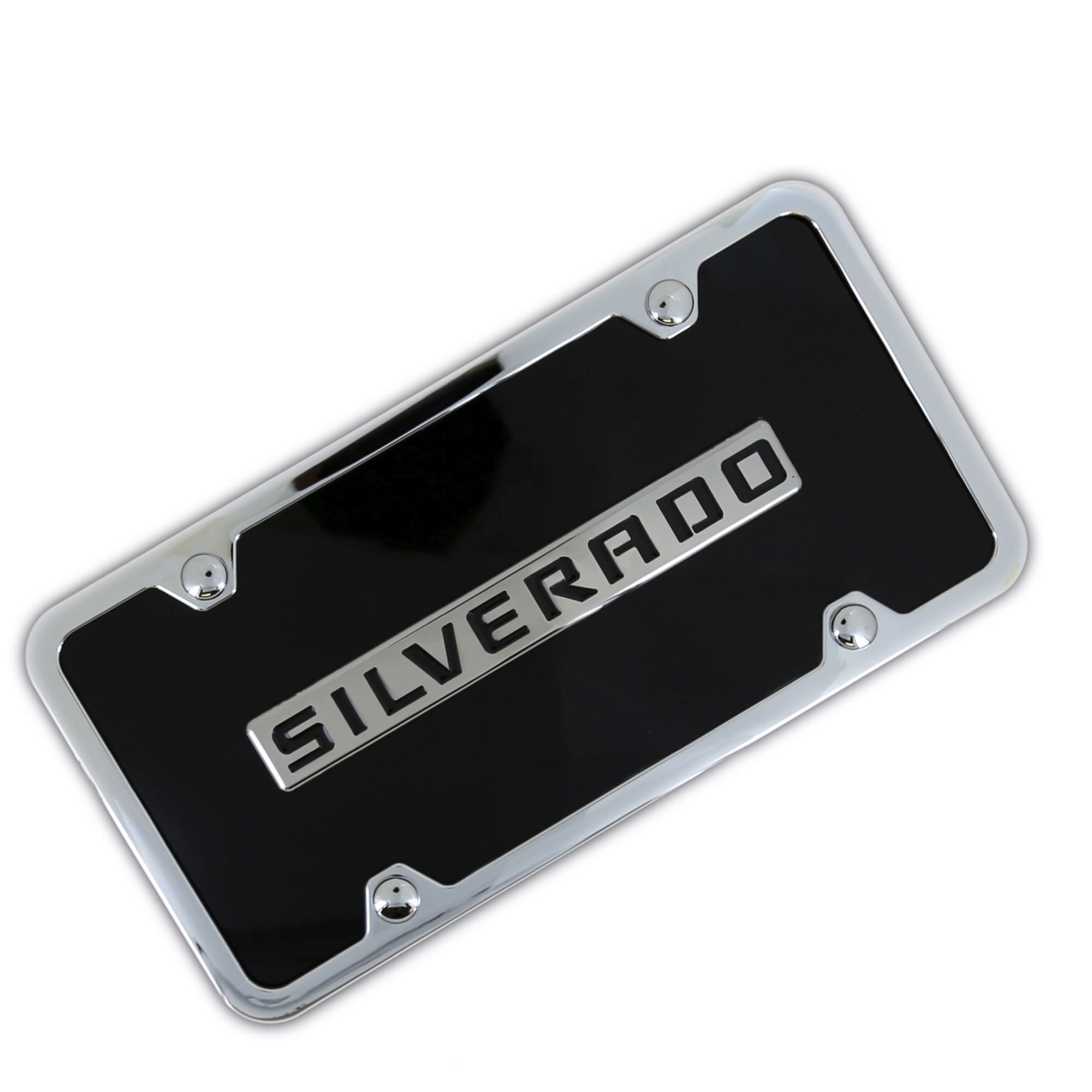 Chevrolet Silverado License Plate Kit (Chrome on Black) - Walmart.com