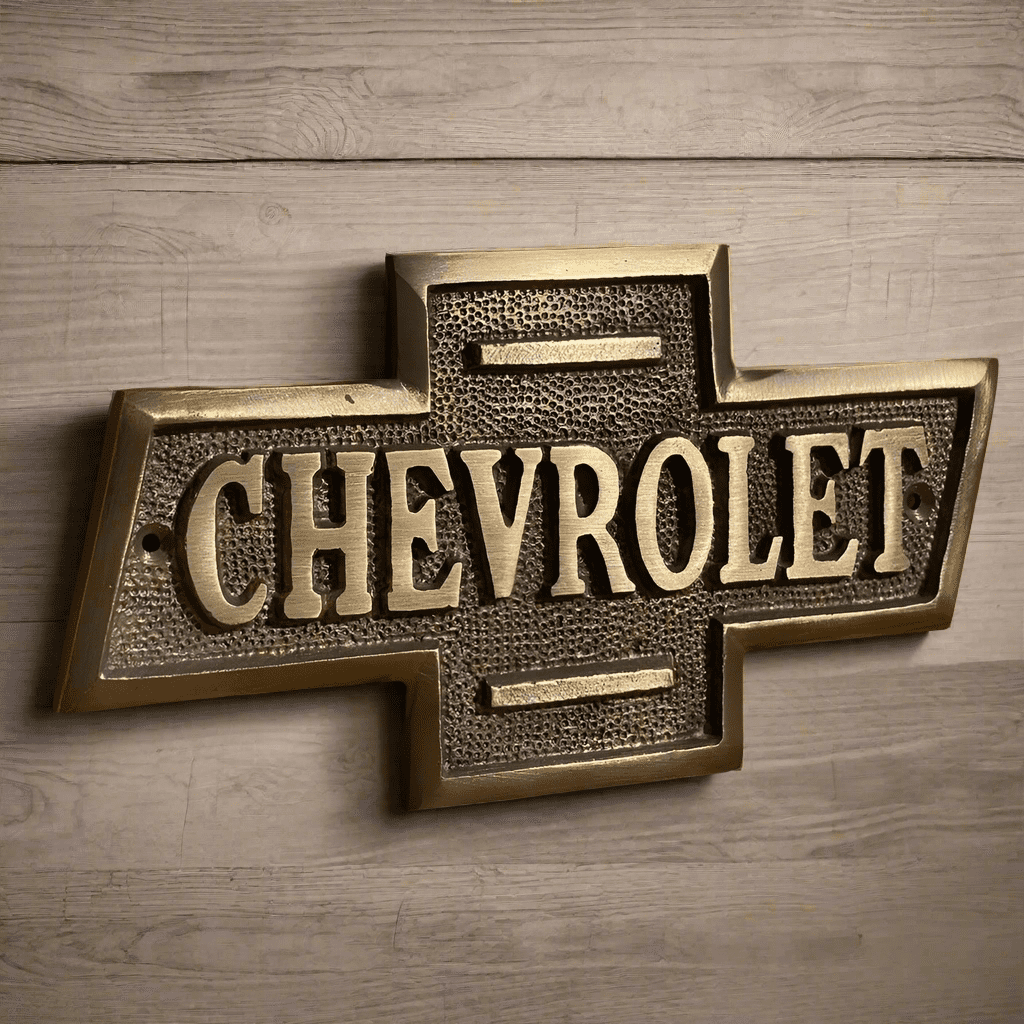 Chevrolet Solid Brass Embossed Plaque With Antique Vintage Finish (6.5 ...
