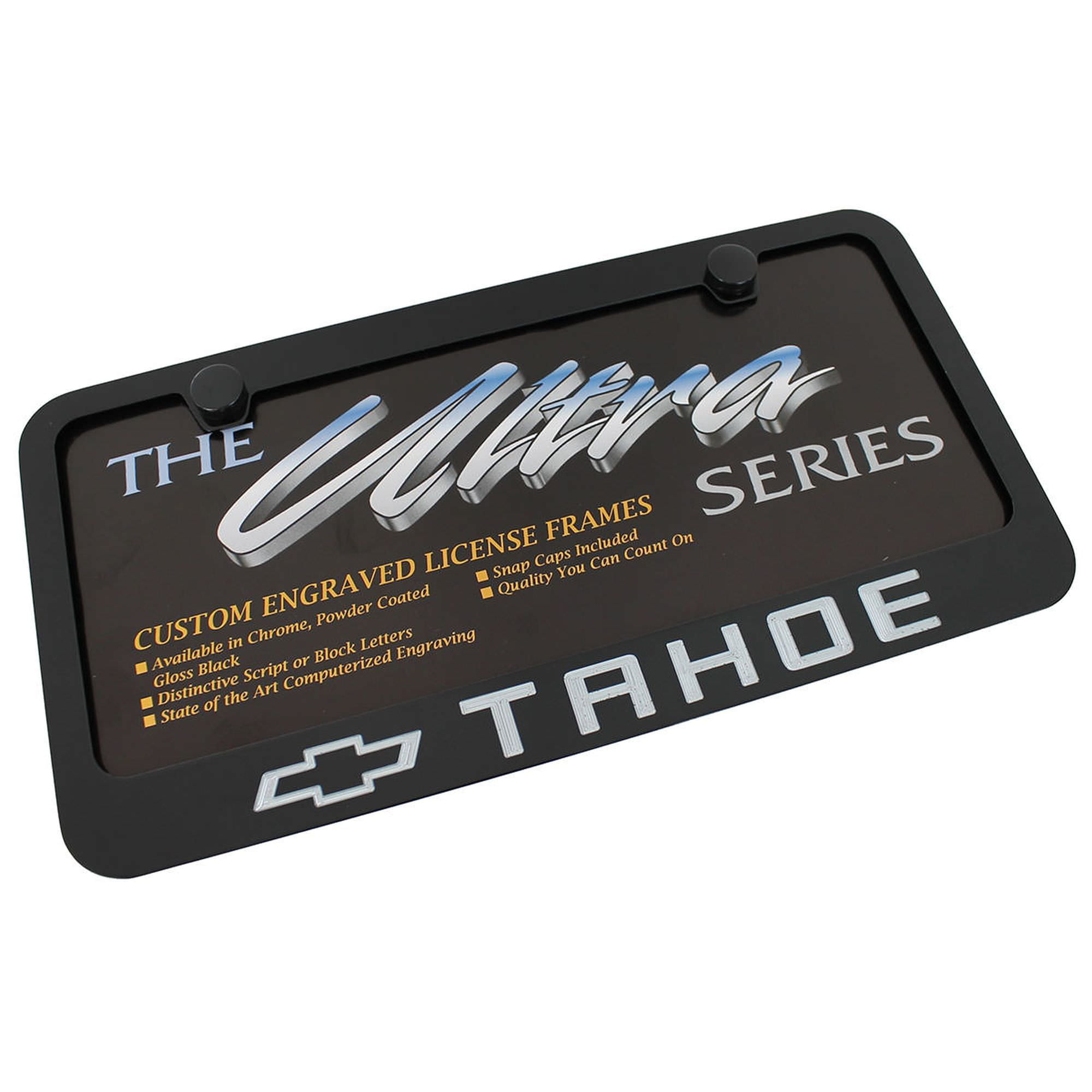 Chevrolet Tahoe Engraved Black Finish Solid Metal License Plate Frame ...