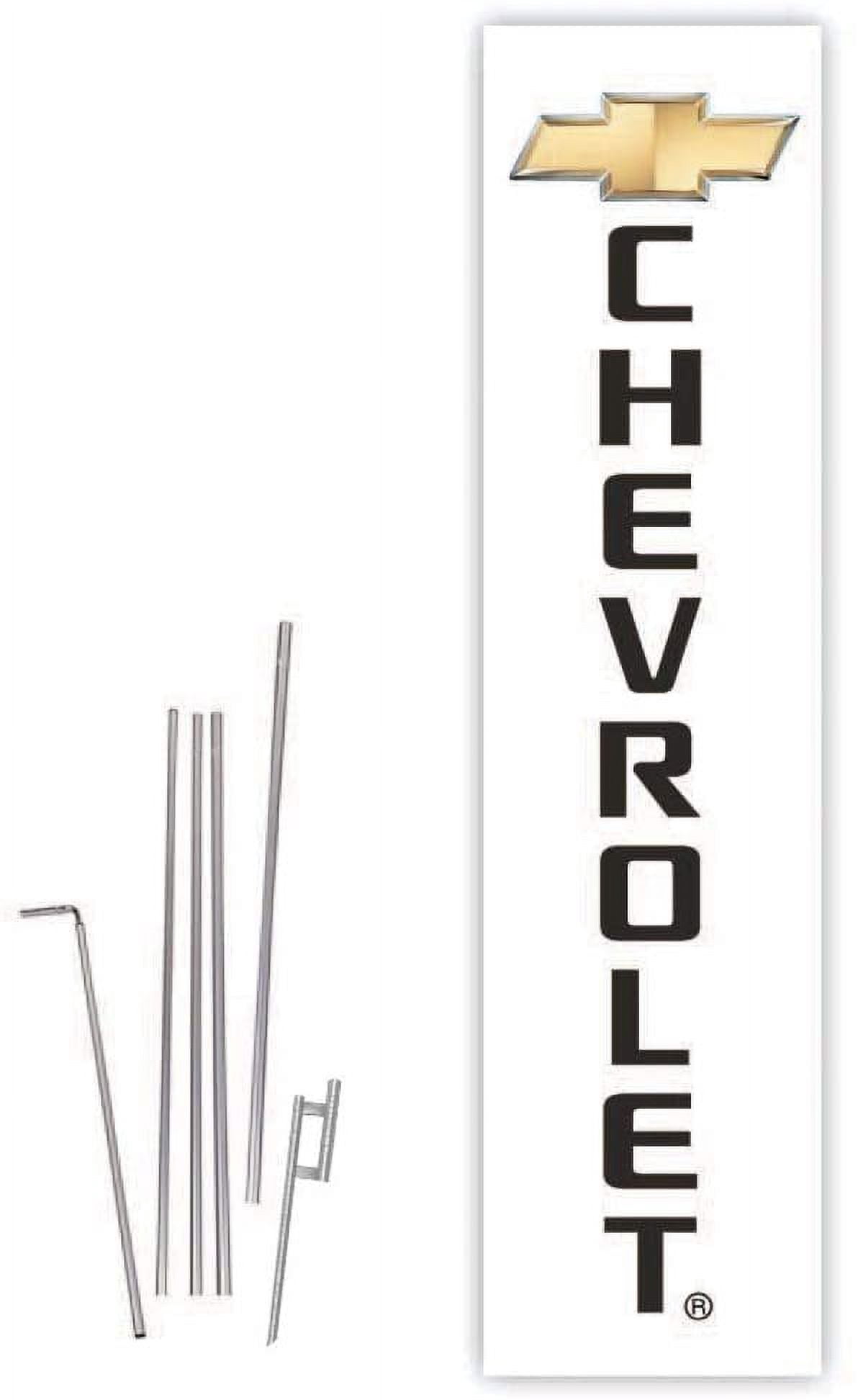 Chevrolet White Rectangle Boomer Flag with Complete 15ft Pole kit and ...