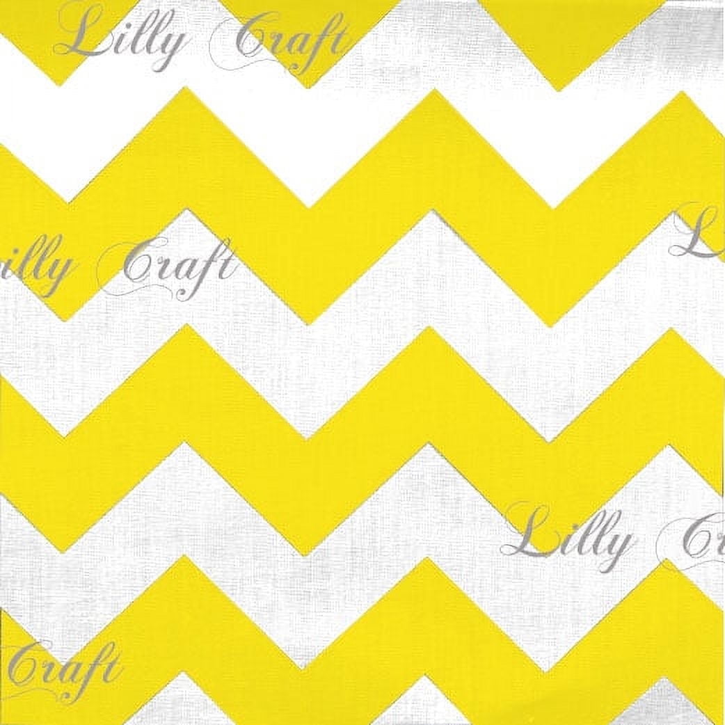 Chevron 1" Yellow and White Poly Cotton 60 Inch Wide Fabric By the Yard ...