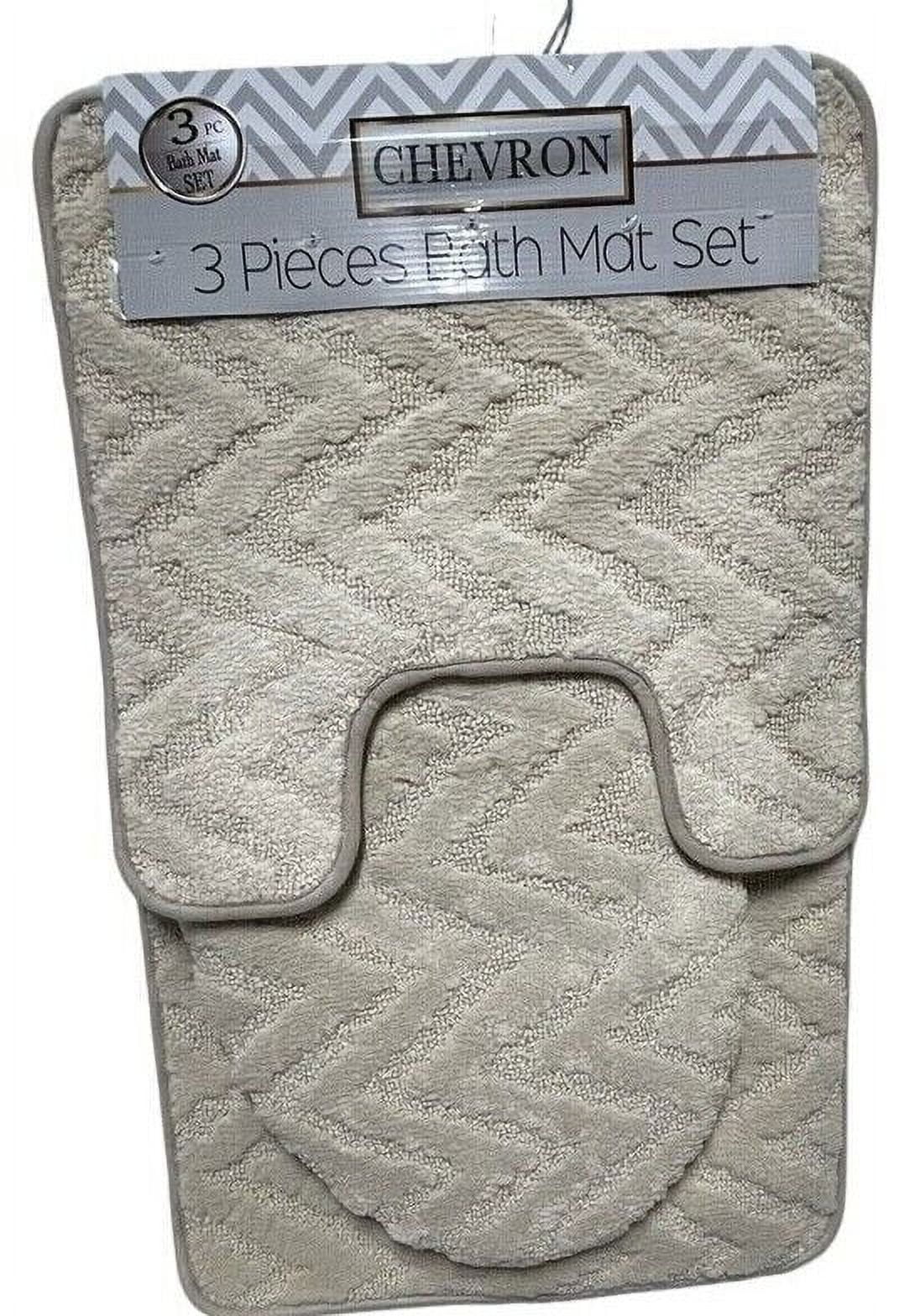 Chevron 3 Piece Sculptured Bath Rug, Contour Rug and Lid Cover Set ...