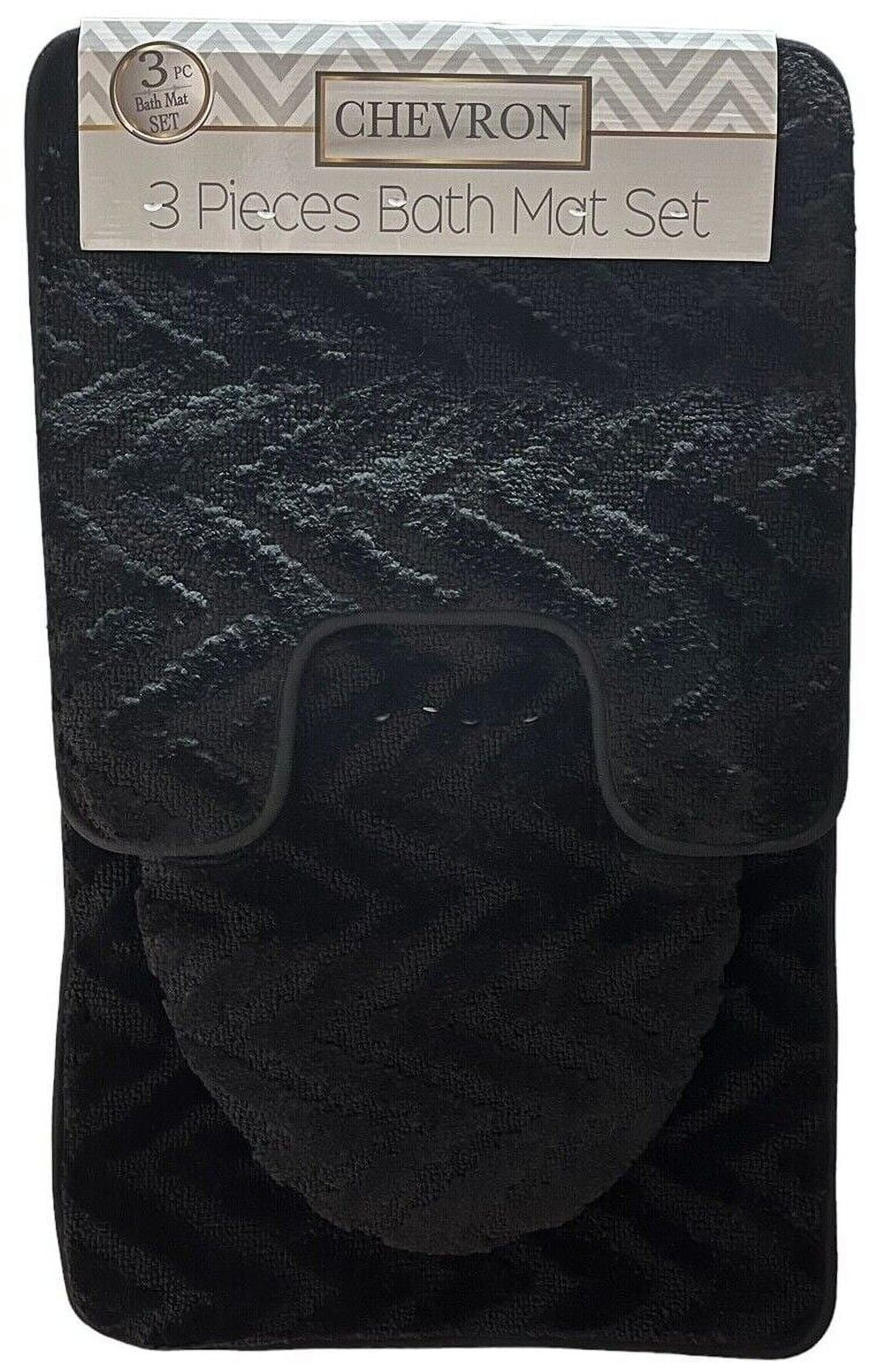 Chevron 3 Piece Sculptured Bath Rug, Contour Rug and Lid Cover Set ...