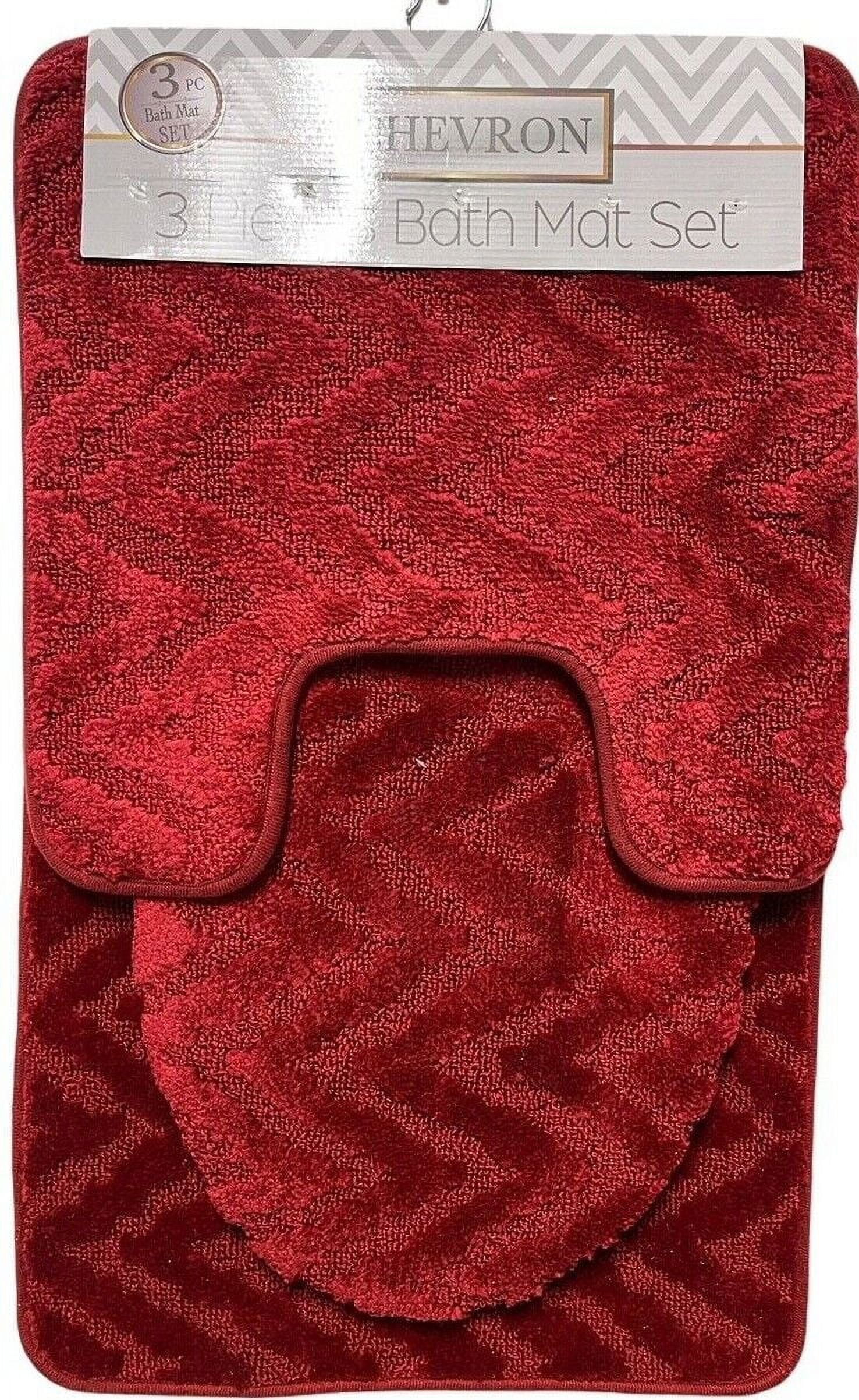 Chevron 3 Piece Sculptured Bath Rug, Contour Rug and Lid Cover Set ...