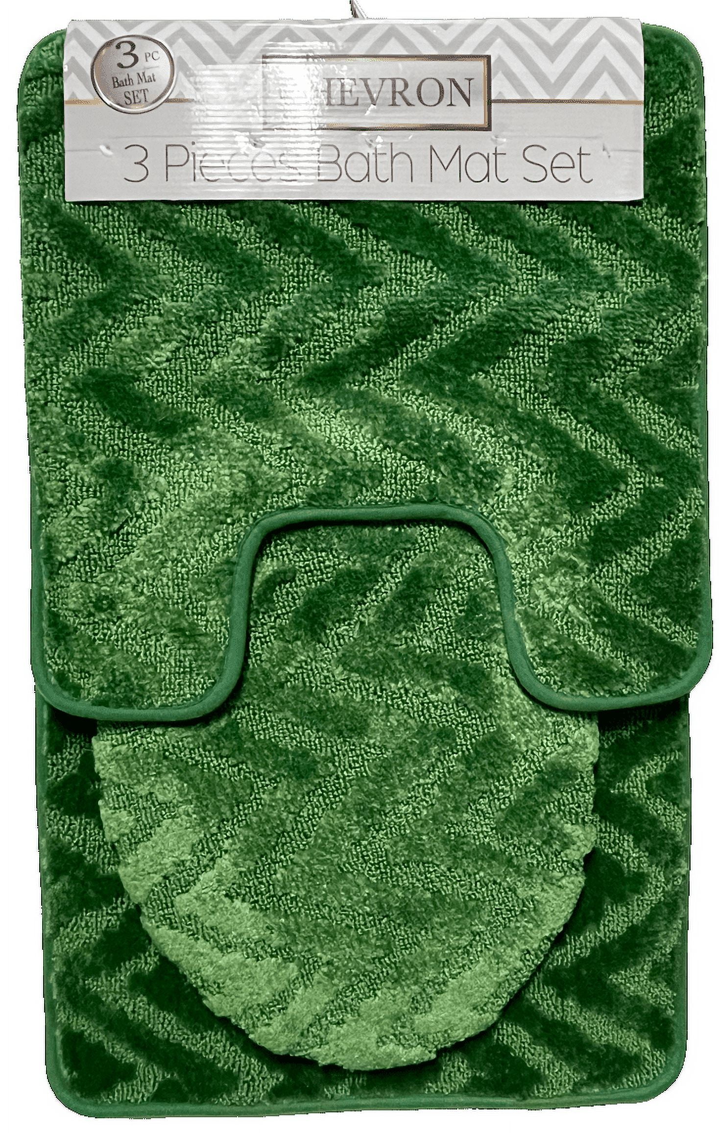 Chevron 3 Piece Sculptured Bath Rug, Contour Rug and Lid Cover Set ...
