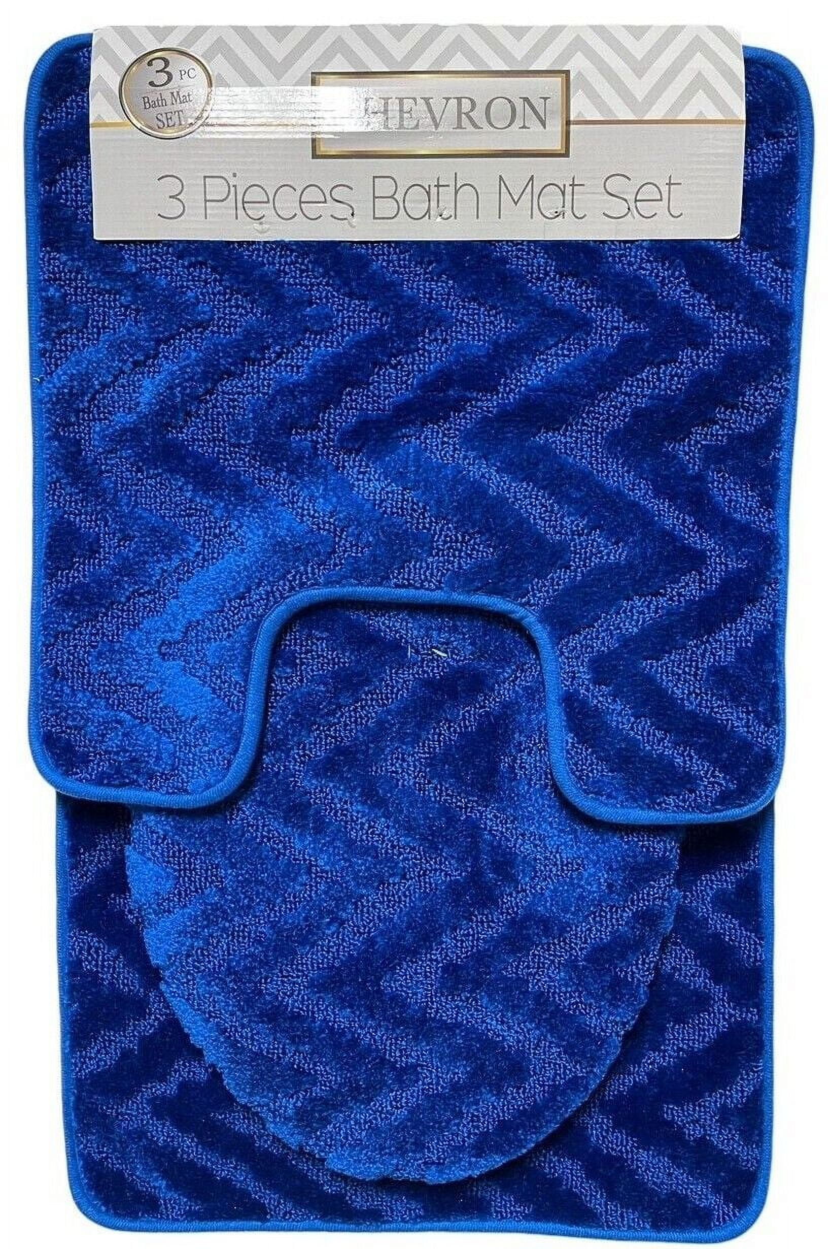 Chevron 3 Piece Sculptured Bath Rug, Contour Rug and Lid Cover Set ...